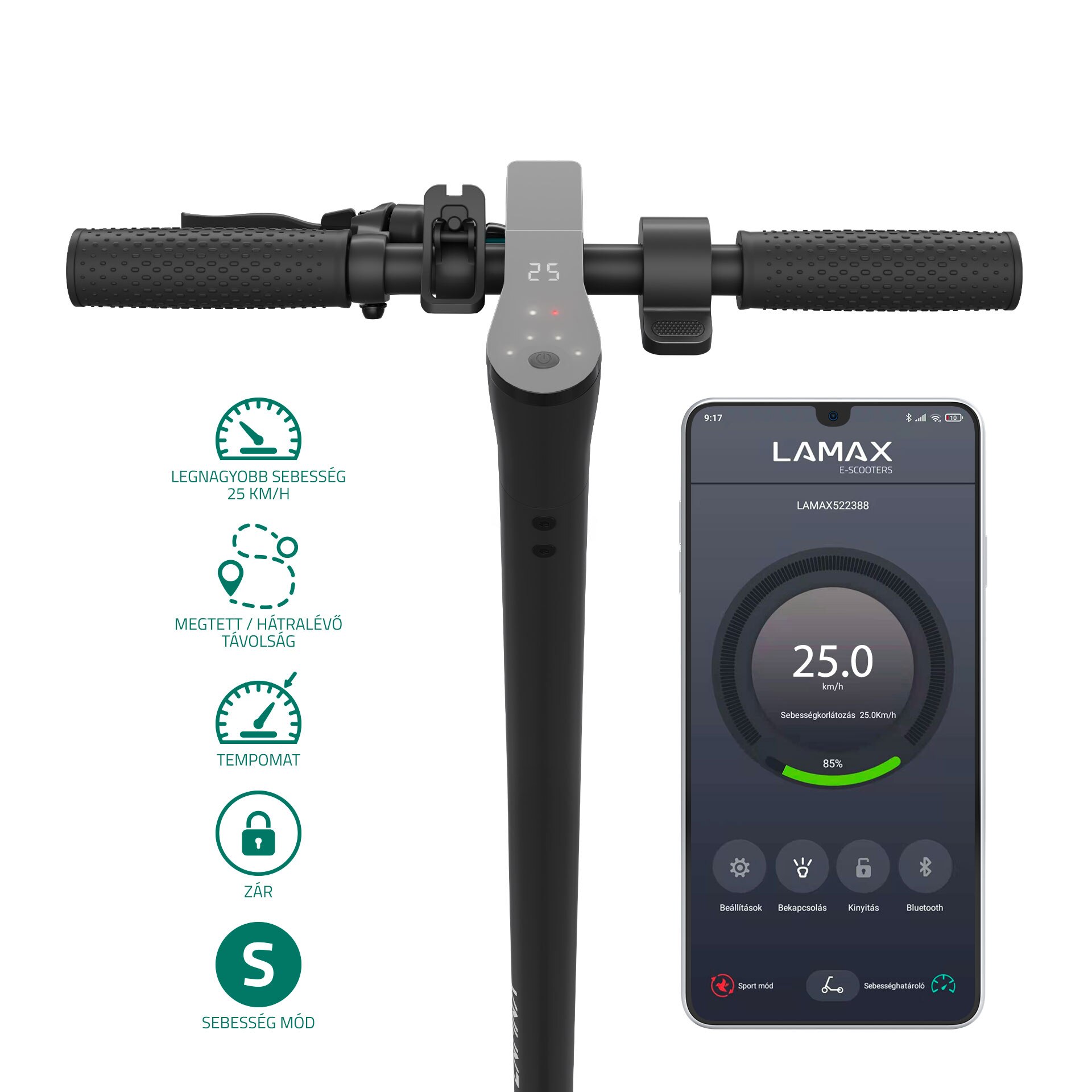 LAMAX S7500 Plus Elektromos roller, max 25 km/h, max távolság 25 km ...