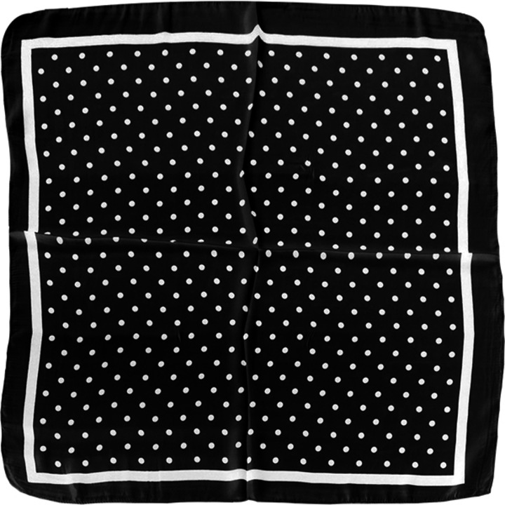 Esarfa Patrata Batic, 100% Matase, negru cu buline alb de dama, 70x70 ...