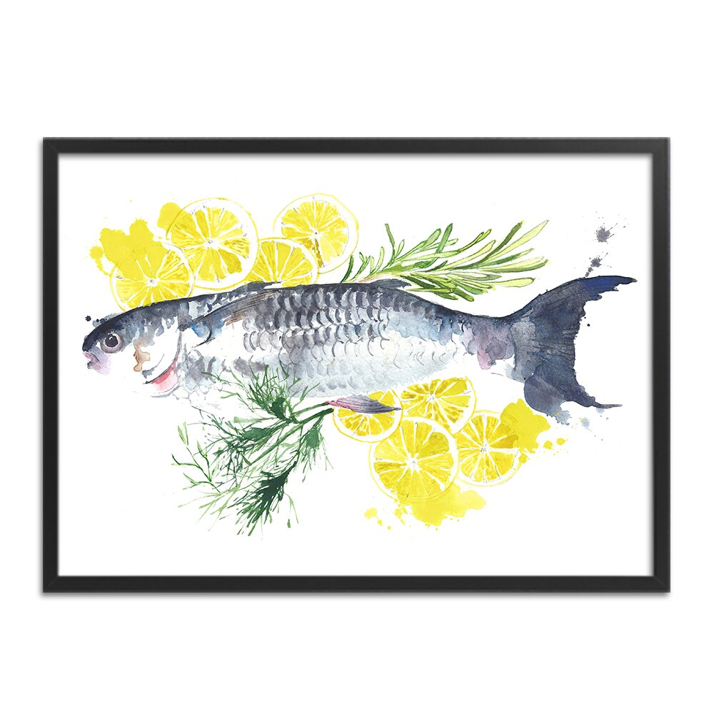 Poster - Fish with Lemon 30x21 Rama neagra - eMAG.ro