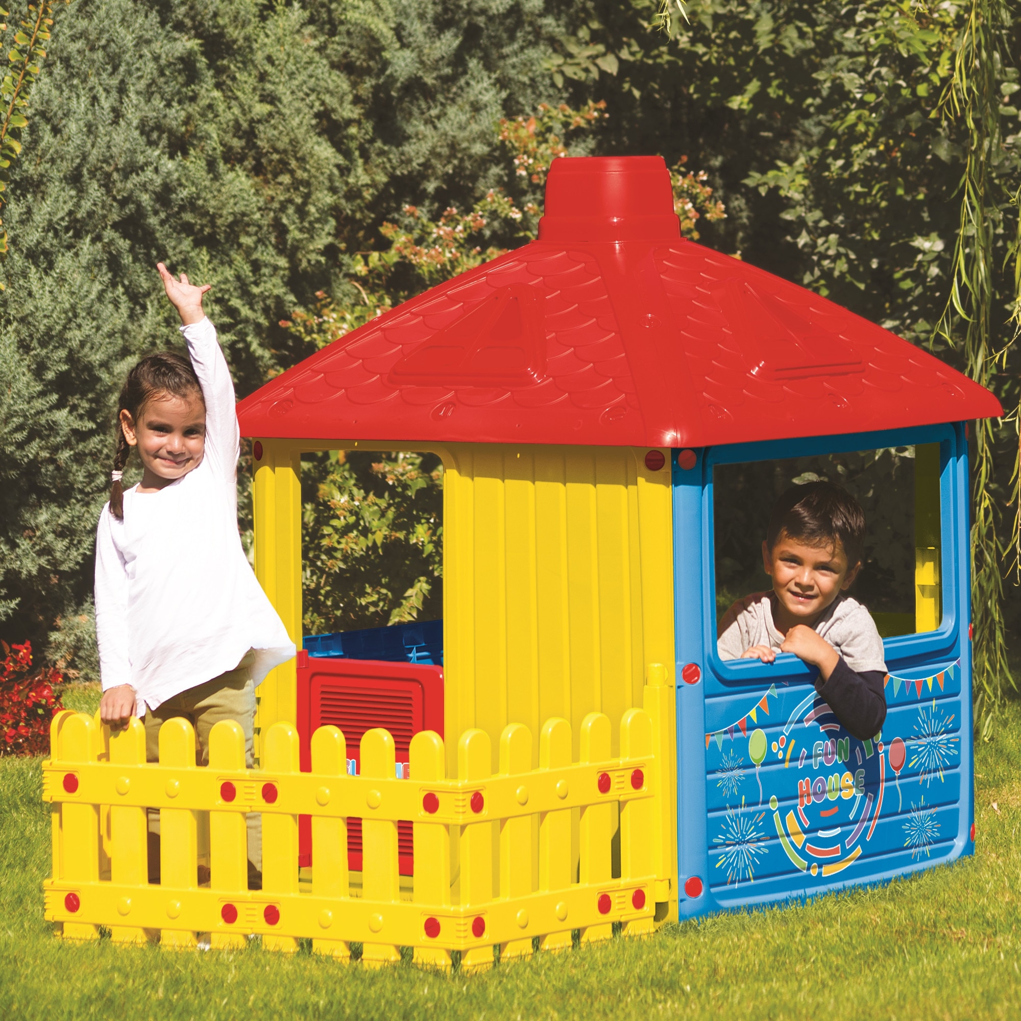 Casuta pentru copii Dolu - Casuta cu gard, multicolor - eMAG.ro