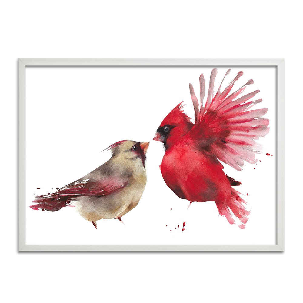 Poster - Red Cardinal 50x40 Lemn alb - eMAG.ro