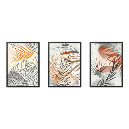 Trei Postere - Model abstract in acuarela 21x30 Rama Neagra - eMAG.ro