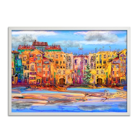 Poster - Oras colorat 70x50 Lemn alb - eMAG.ro