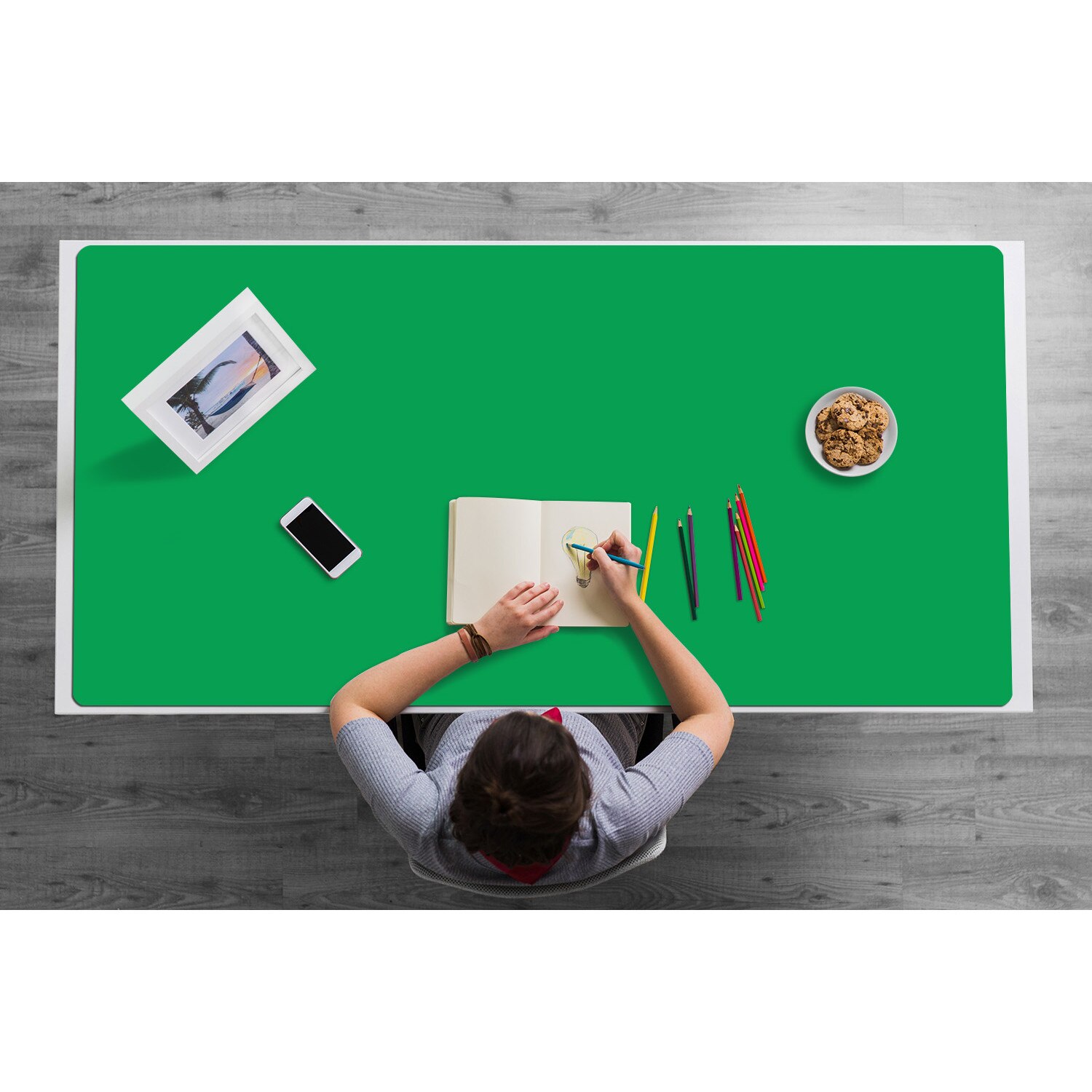 Mapa birou, din PVC, pentru protectie birou, Verde muschi, 120 cm x 60 ...