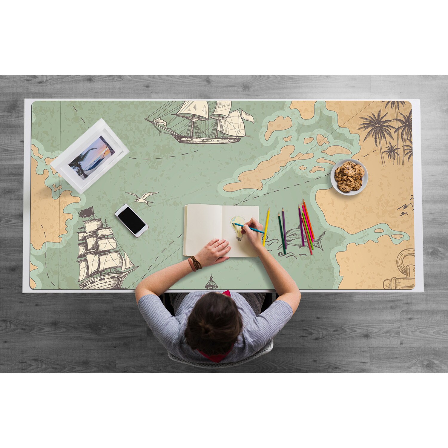 Mapa birou, din PVC, pentru protectie birou, Harta Comorilor, Bej, 120 ...