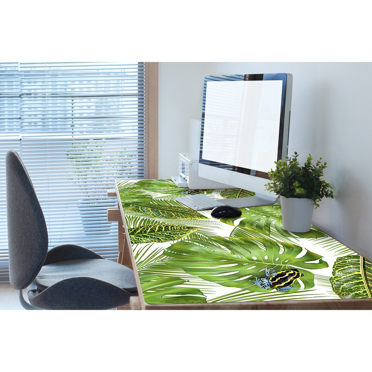 Mapa birou, din PVC, pentru protectie birou, Broasca Pe O Frunza, Verde ...