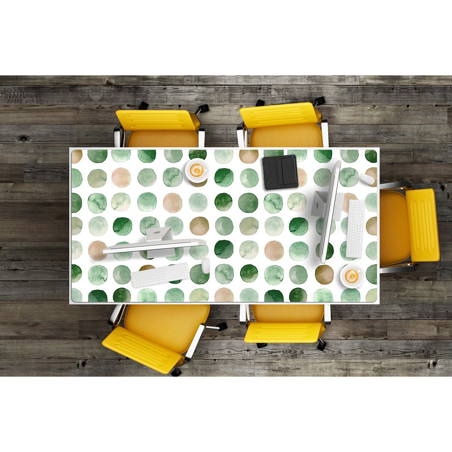 Mapa birou, din PVC, pentru protectie masa, Puncte Colorate, Verde, 120 ...