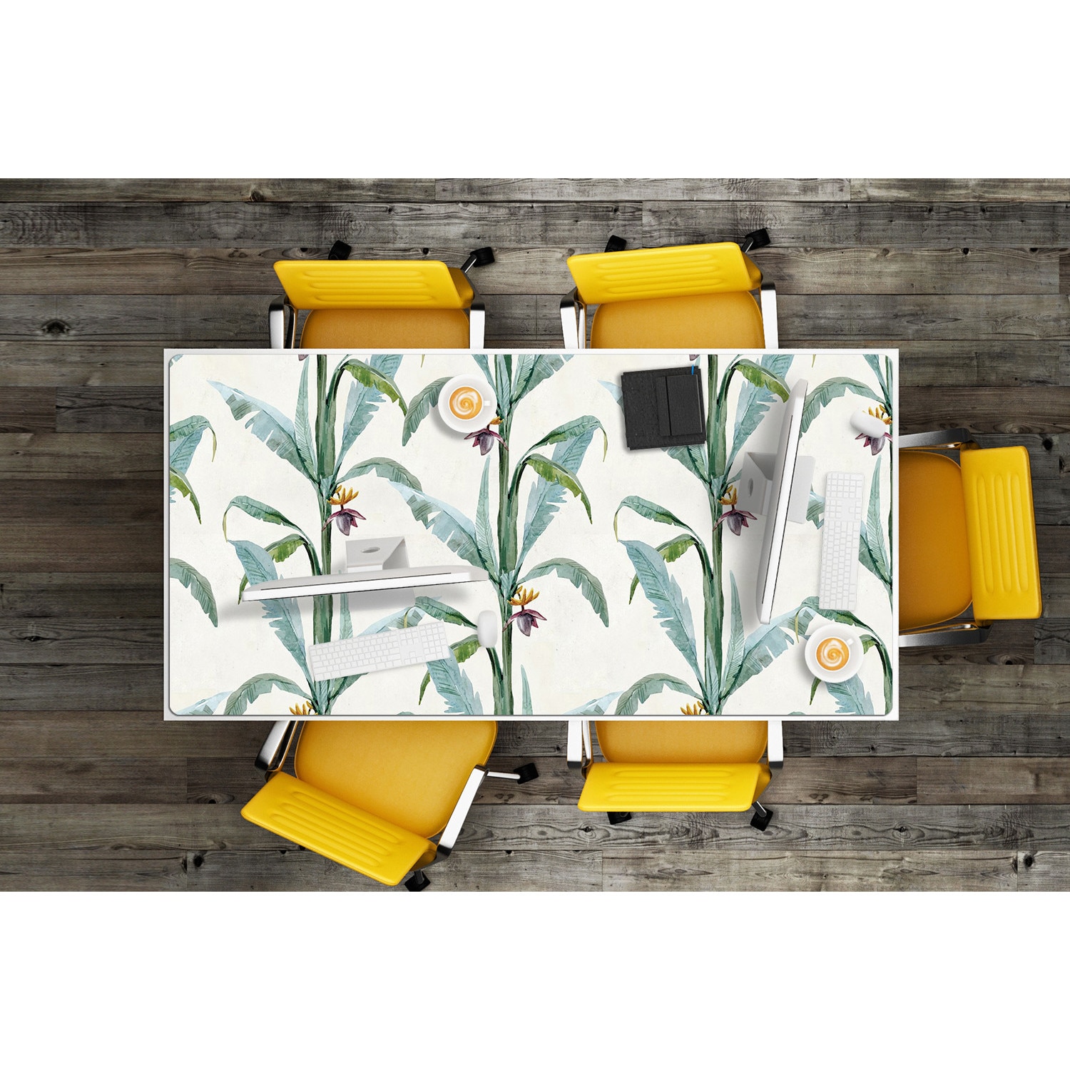 Mapa birou, din PVC, pentru protectie birou, Plante Tropicale, Verde ...