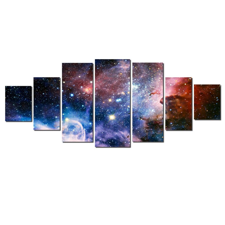 Картинa пано DualView Startonight Космическо пространство, 7 части, светлина в тъмнотo, 100 x ...