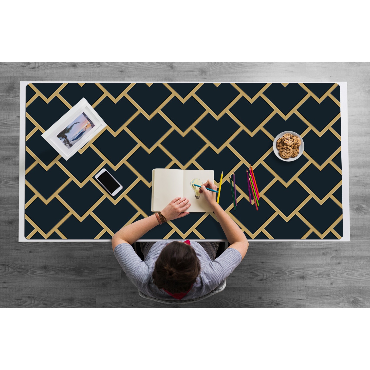 Mapa birou, protectie birou, Design Scandinav, Negru, 120 cm x 60 cm ...