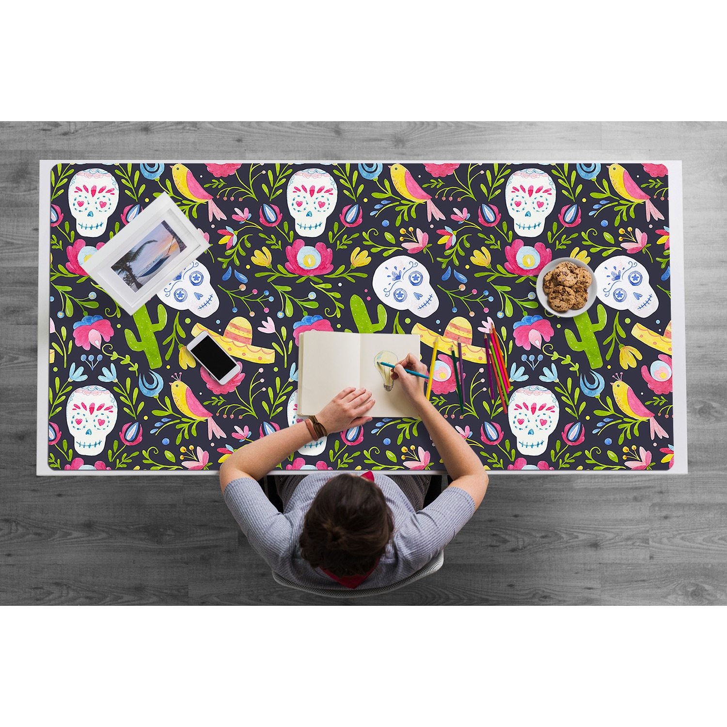 Mapa birou, protectie pentru birou, Motive Mexicane, Multicolor, 120 cm ...