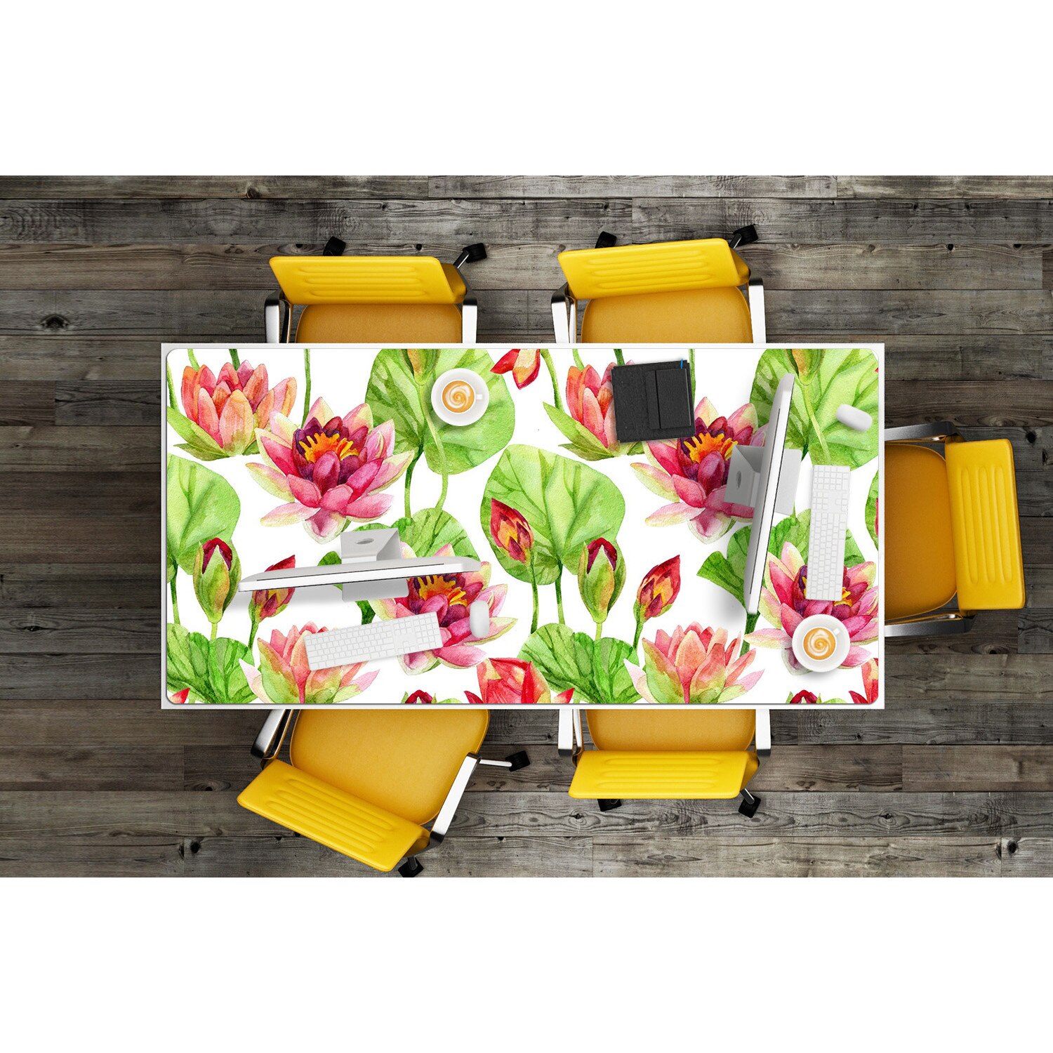 Mapa birou, din PVC, pentru protectie birou, Frunzele Florilor De Lotus ...