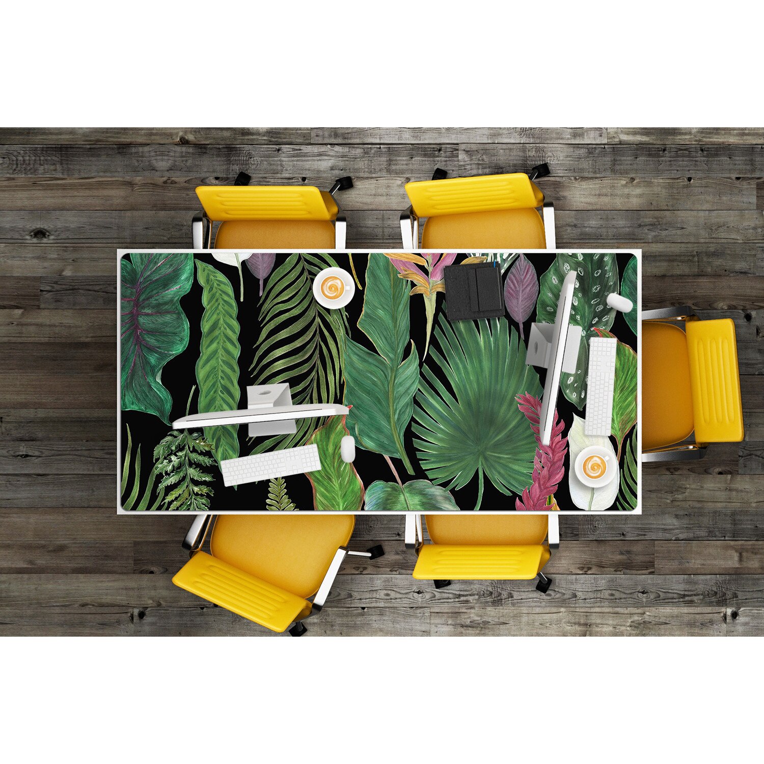 Mapa birou, protectie pentru birou, Frunze Tropicale, Verde, 120 cm x ...