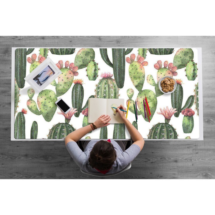 Mapa birou, protectie birou, Cactusi Cu Tepi, Verde, 120 cm x 60 cm ...