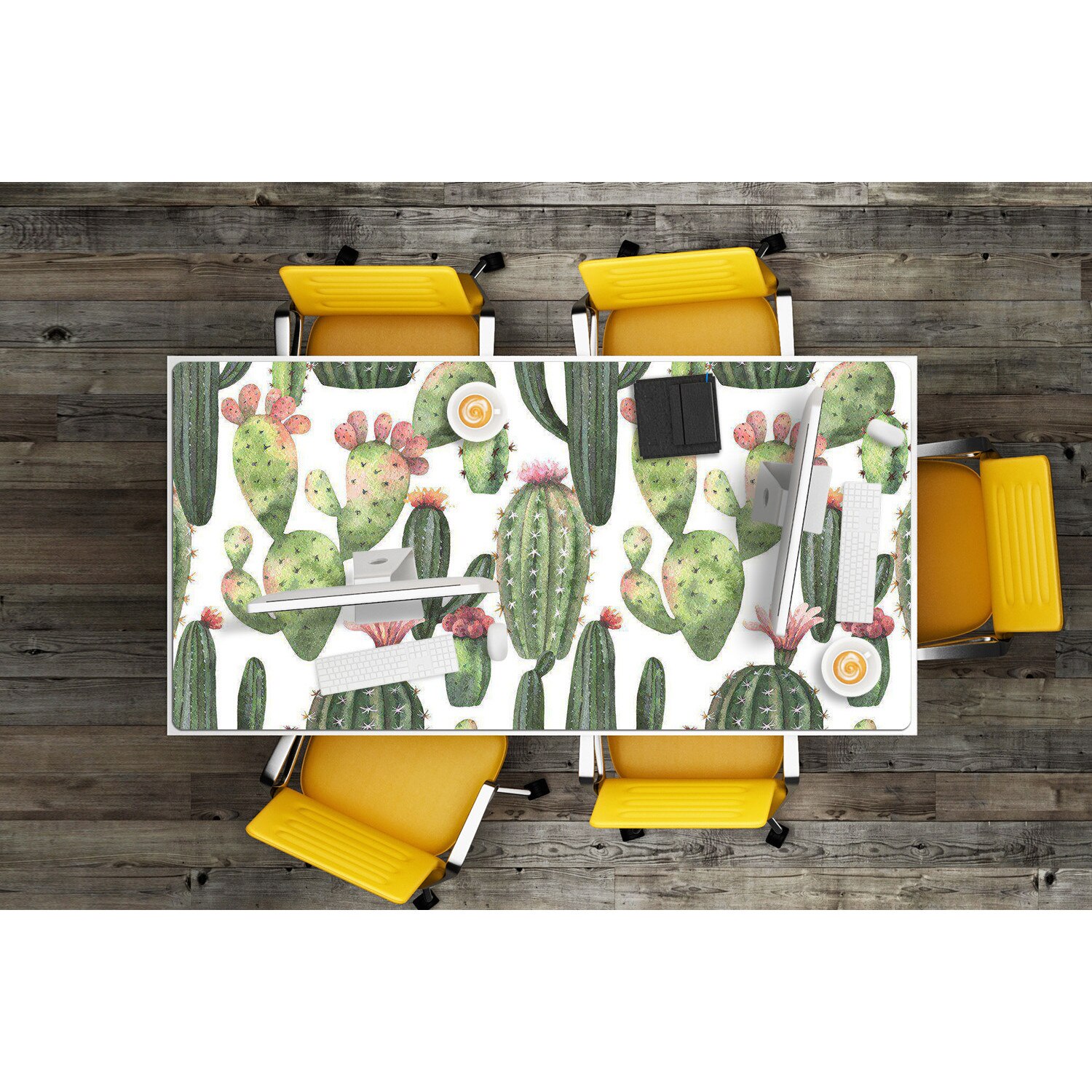 Mapa birou, protectie birou, Cactusi Cu Tepi, Verde, 120 cm x 60 cm ...
