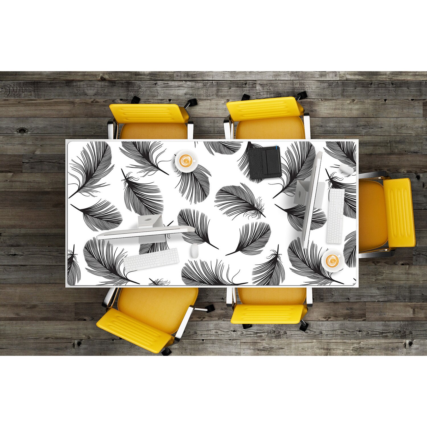 Mapa birou, din PVC, pentru protectie masa, Pix Desenat, Alb-Negru, 120 ...