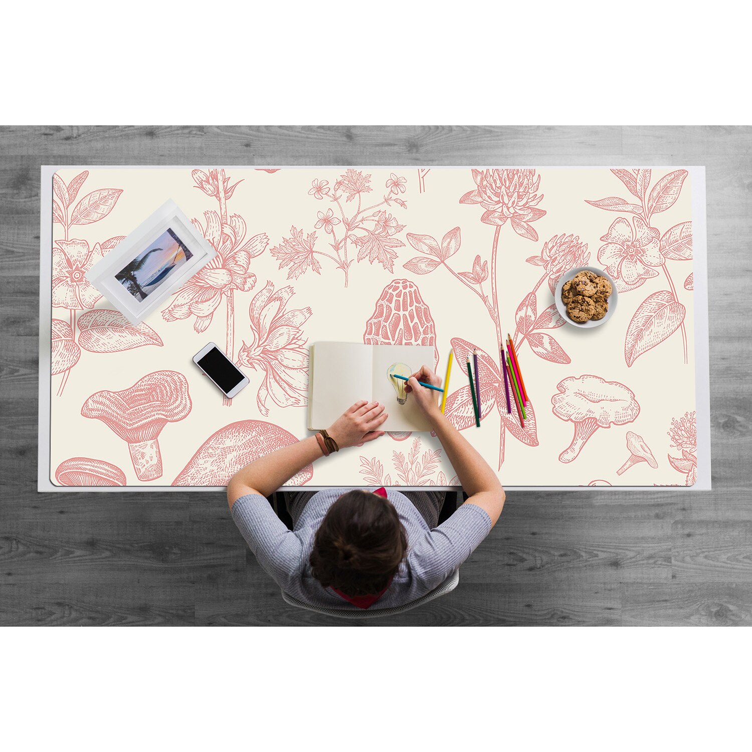 Mapa birou. protectie birou. Comorile Padurii. Roz. 120 cm x 60 cm ...