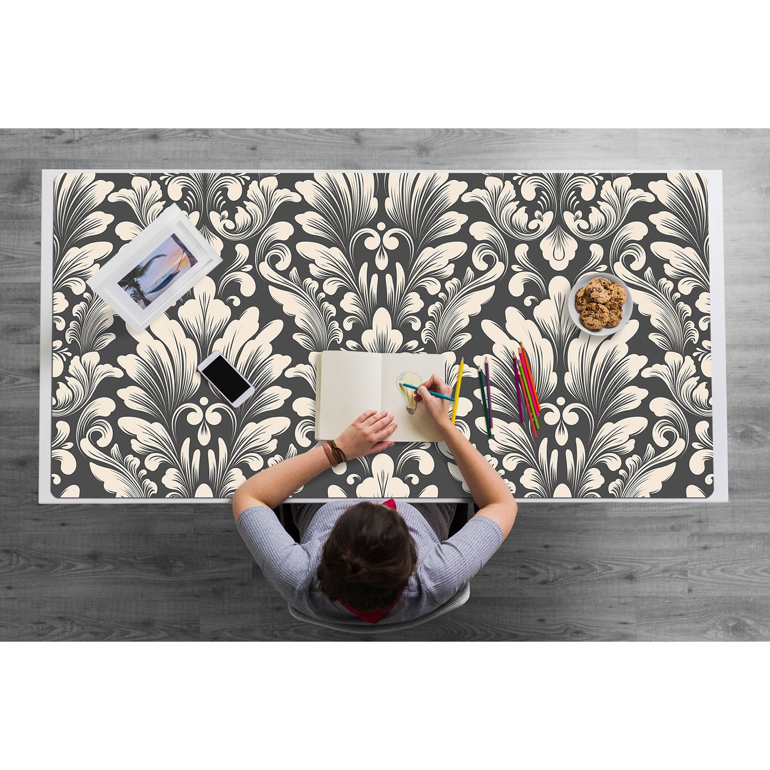 Mapa birou, din PVC, pentru protectie masa, Model De Lux, Cremoasa, 120 ...