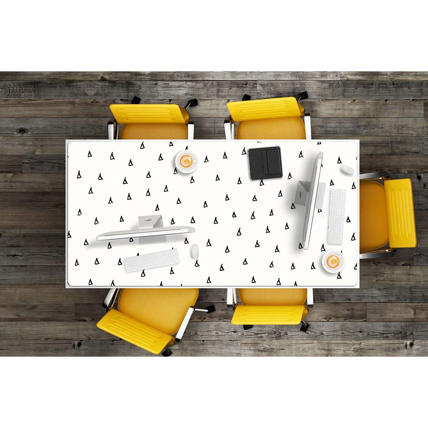 Mapa birou, protectie birou, Picaturi Desenate, Alb-Negru, 120 cm x 60 ...
