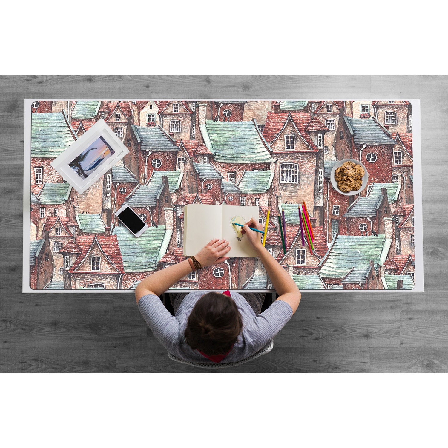 Mapa birou, protectie pentru birou, Oras Vechi, Maro, 120 cm x 60 cm ...