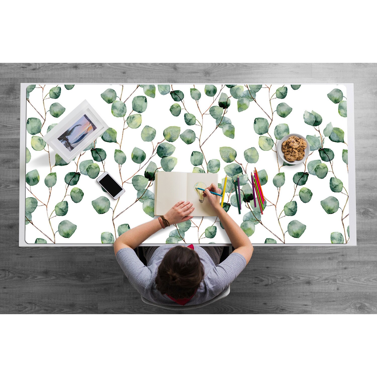 Mapa birou, protectie pentru birou, Crengute Cu Frunze, Verde, 120 cm x ...