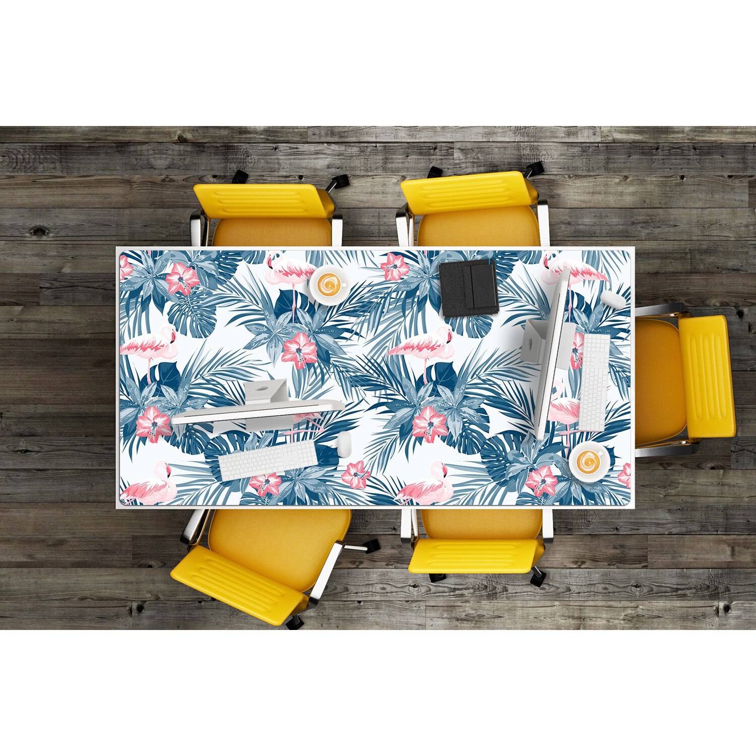 Mapa birou, protectie pentru birou, Flamingo Si Pete, Turcoaz, 120 cm x ...