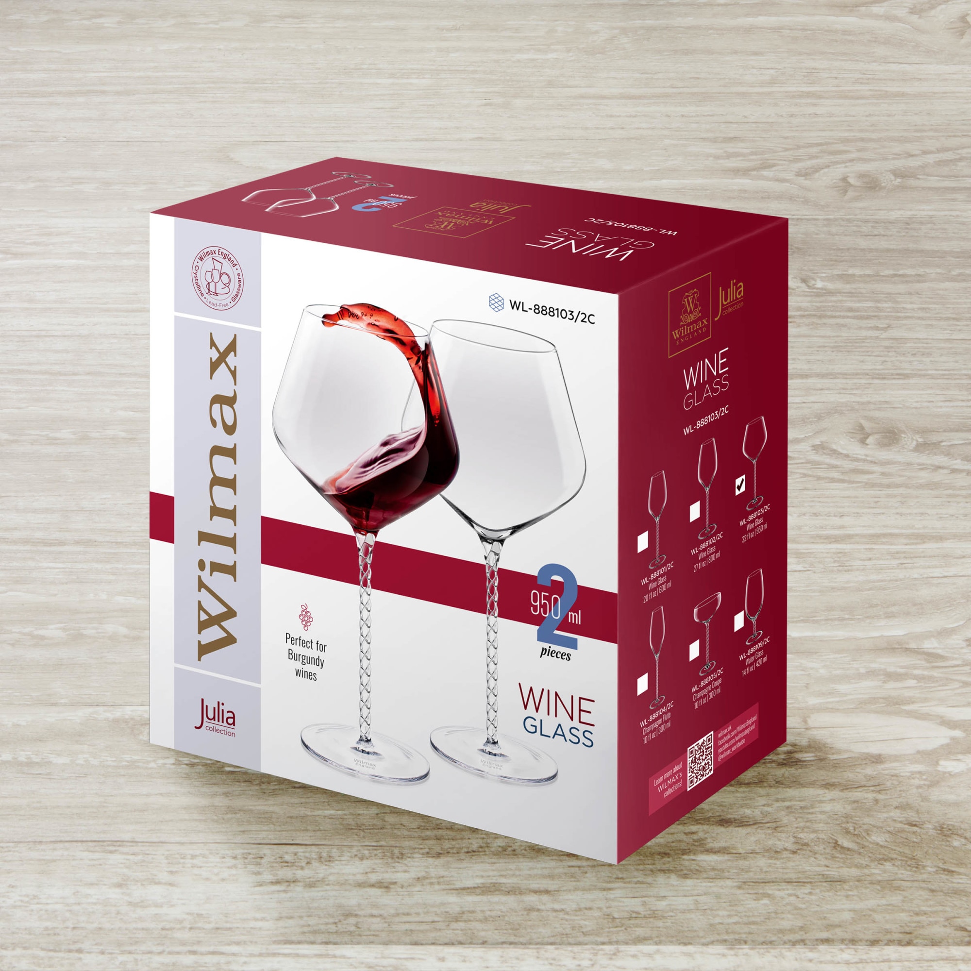 Set 2 Pahare de vin, Wilmax, 950 ml, Sticla handmade - eMAG.ro