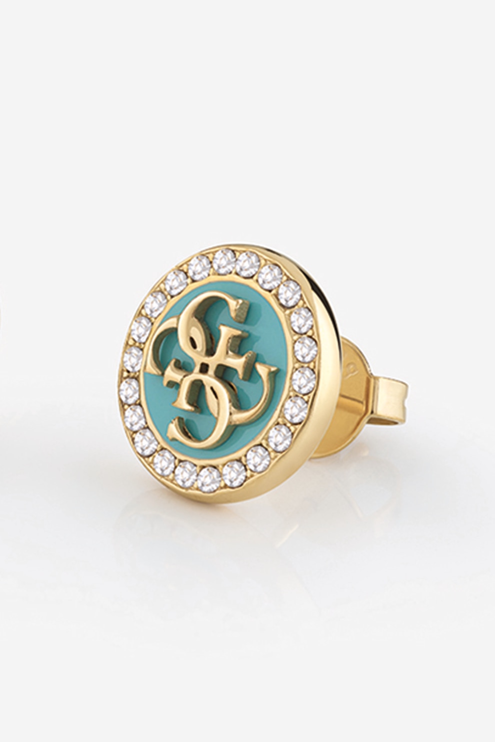 Guess, Cercei cu tija si detalii logo, Auriu, Turcoaz - eMAG.ro