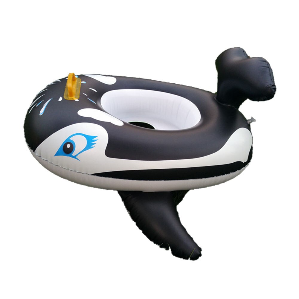 Colac gonflabil pentru copii JeiibrZui, Model balena, Manere, Alb/Negru ...