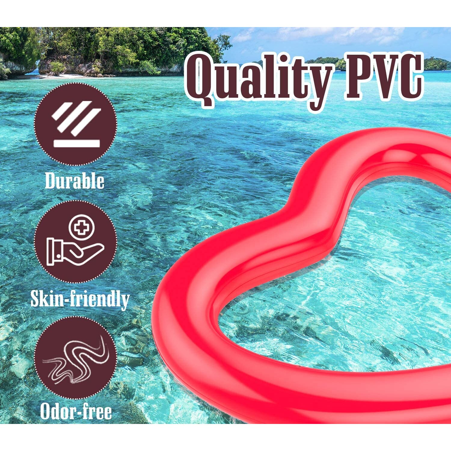 Colac de inot gonflabil in forma de inima, PVC, 120cm, Rosu - eMAG.ro