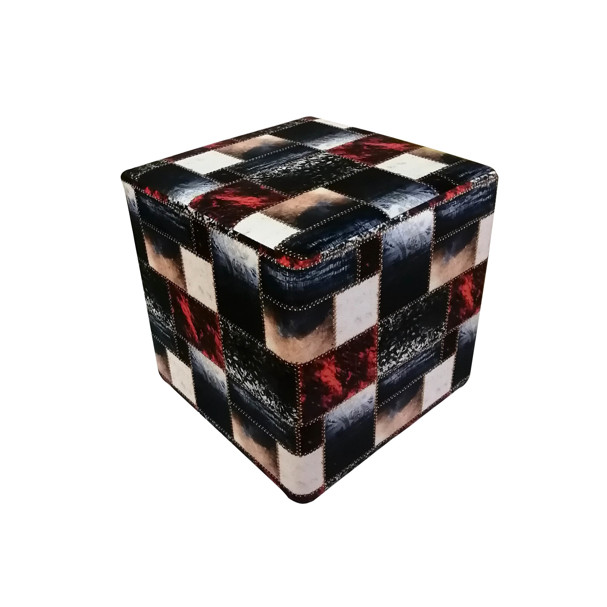 Taburet pe structura de lemn, Spring, 42x42x42 cm, Hande, Multicolor ...