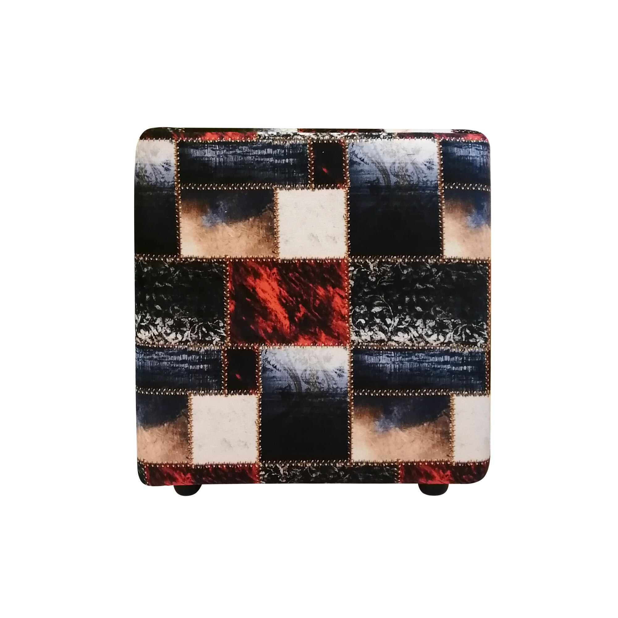 Taburet pe structura de lemn, Spring, 42x42x42 cm, Hande, Multicolor ...