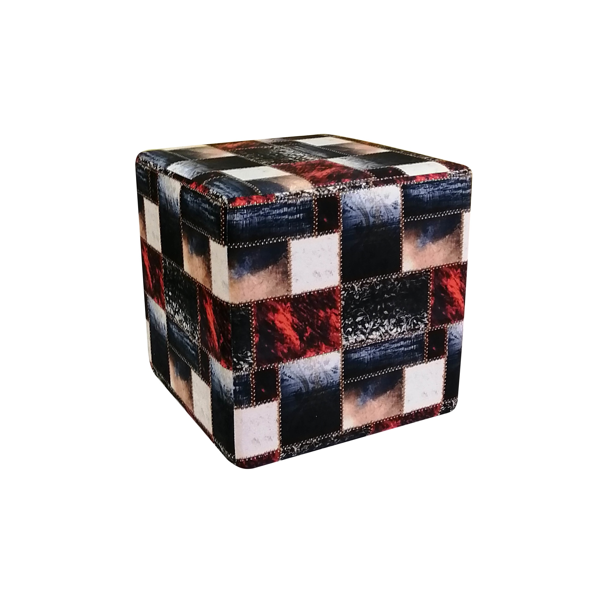 Taburet pe structura de lemn, Spring, 42x42x42 cm, Hande, Multicolor ...