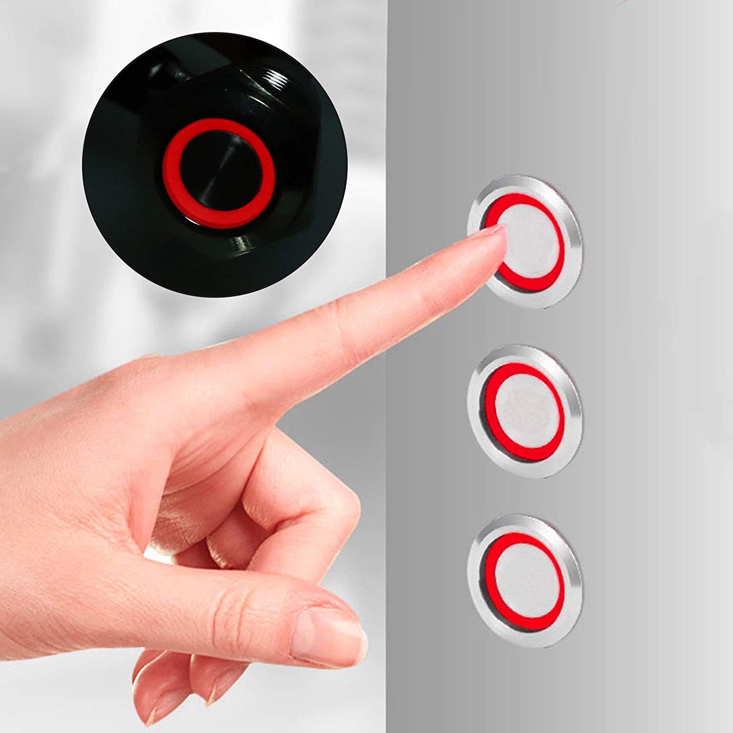 Buton 16mm cu Revenire si Led Rosu, 220V - eMAG.ro