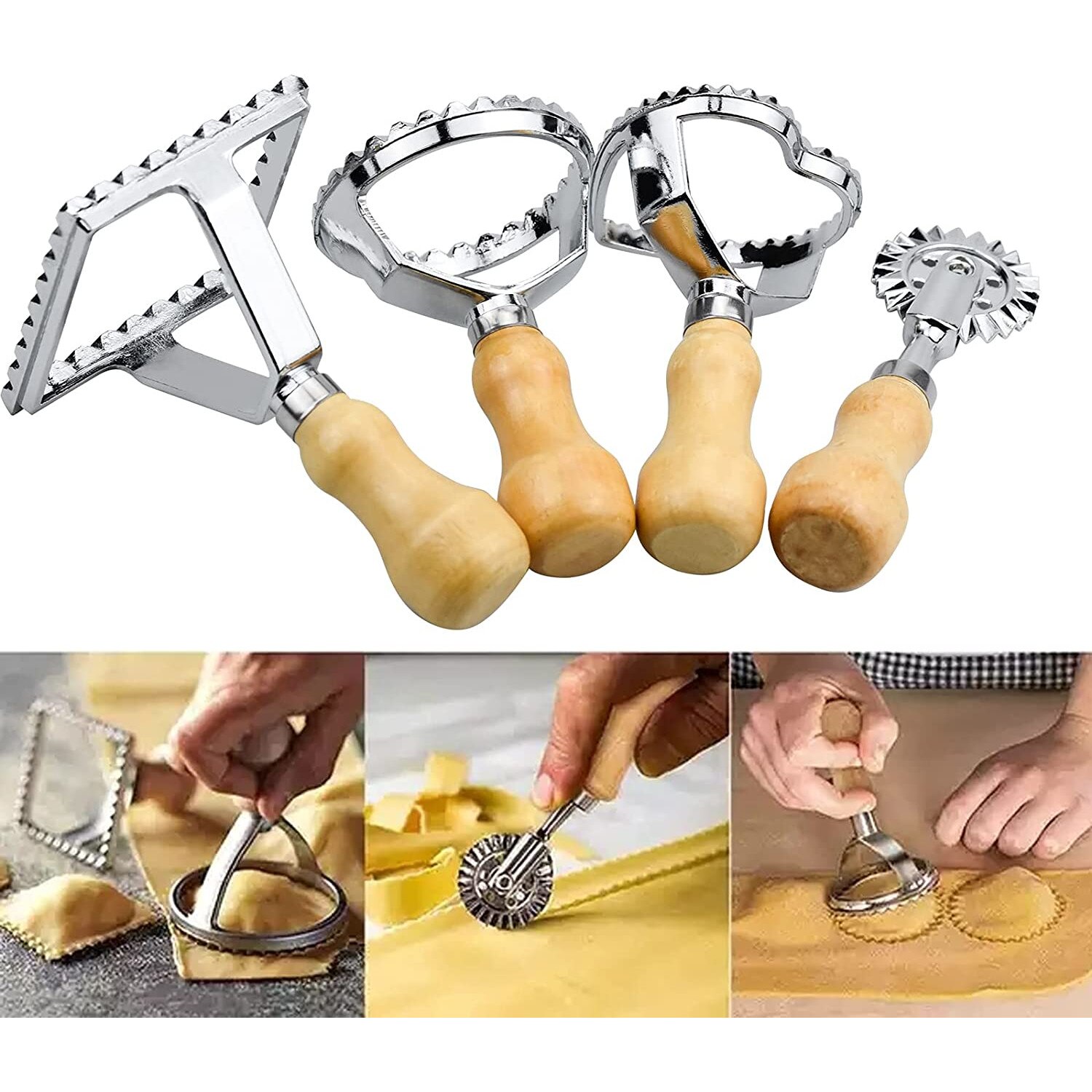 Set 4 Forme Ravioli, Inox, Forma Inima inclusa, Bukate® - eMAG.ro