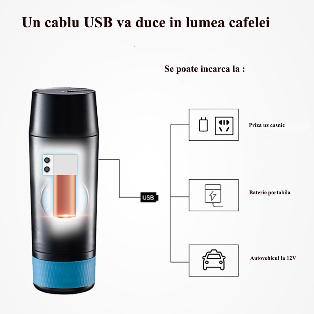 Espressor Cafea Portabil, Automat, Electric, Design modern, 15 Bar ...