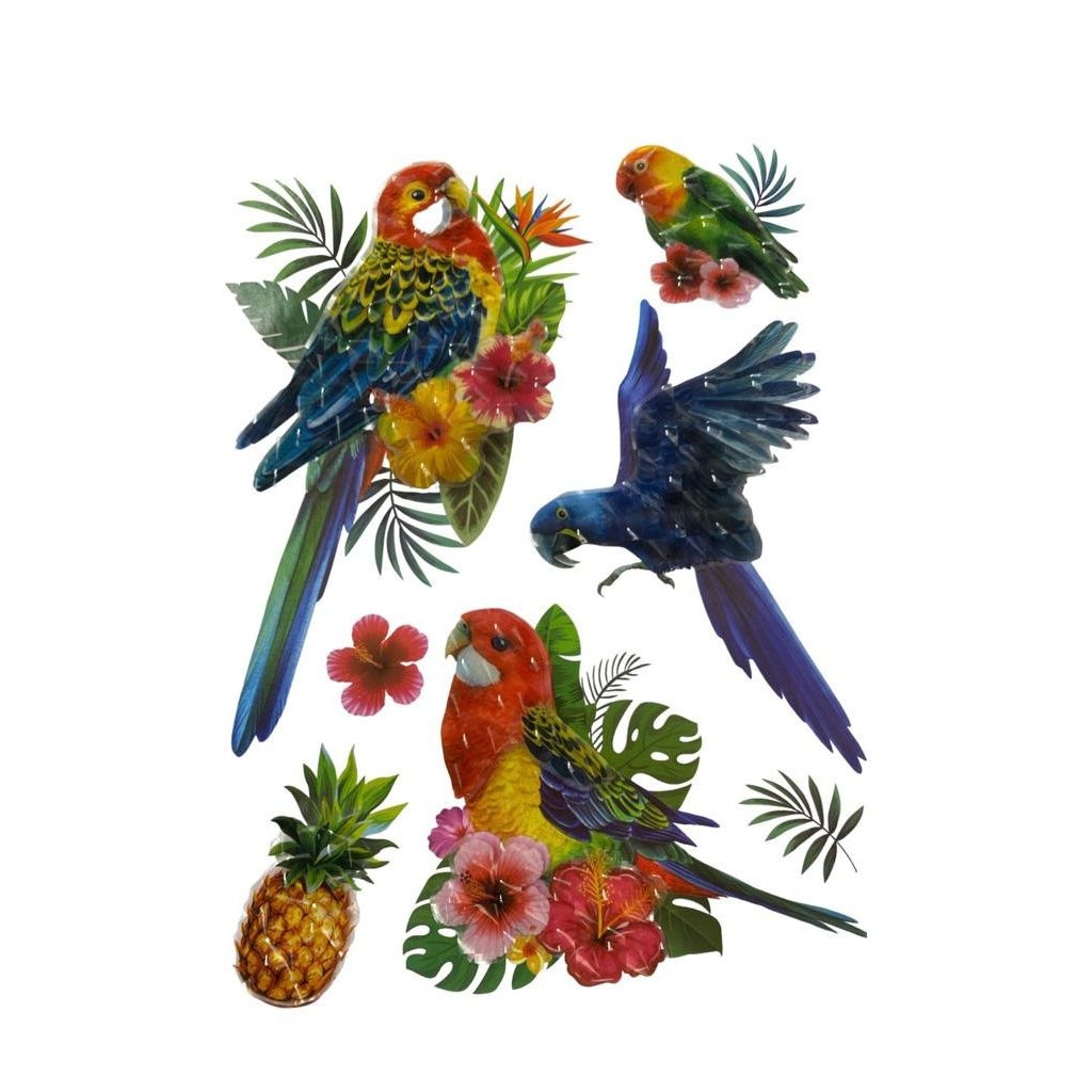 Set stickere decorative de perete 3D, cu papagali, 40 x 30 cm, Model 2 ...