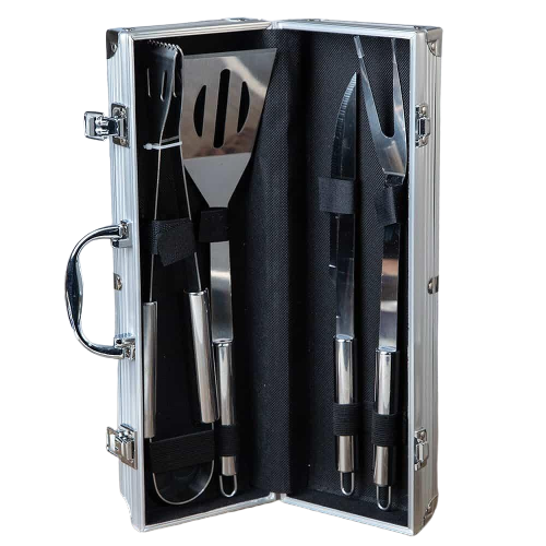 Set 4 ustensile gratar, Vip Art, Metal, S, Argintiu - eMAG.ro