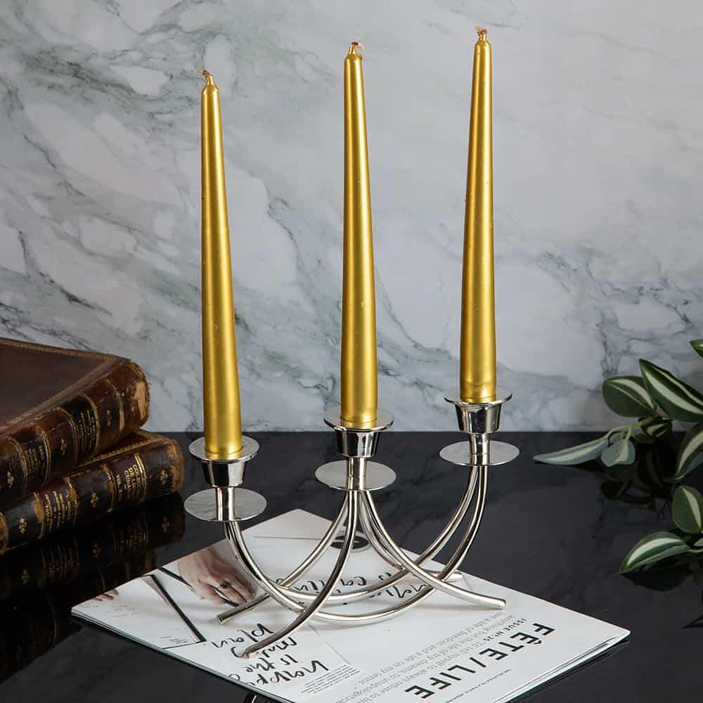 Suport lumanari - Sfesnic Mina, Vip Art, Metal, 3 lumanari, Argintiu ...