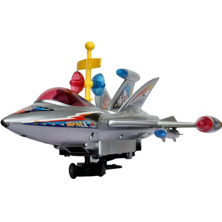 Avion cu reactie, joc, lumini, plastic gri 30cm E0261 - eMAG.ro