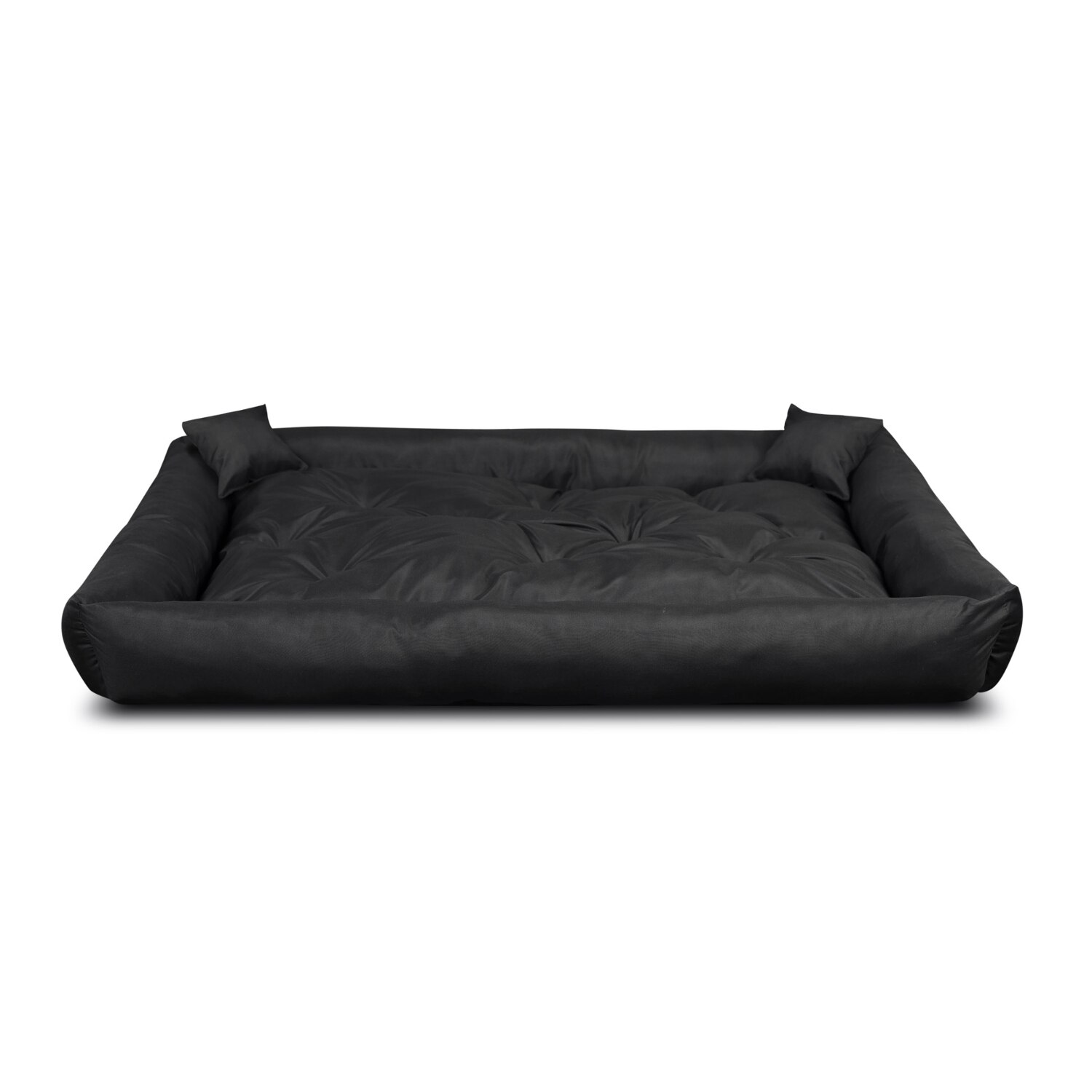 Pat pentru caini si pisici, din microfibra, 100 x 75 cm, negru, 2 perne ...