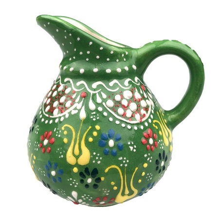 Carafa din ceramica, cu toarta, cu flori pictate, M2,10X10 cm - eMAG.ro