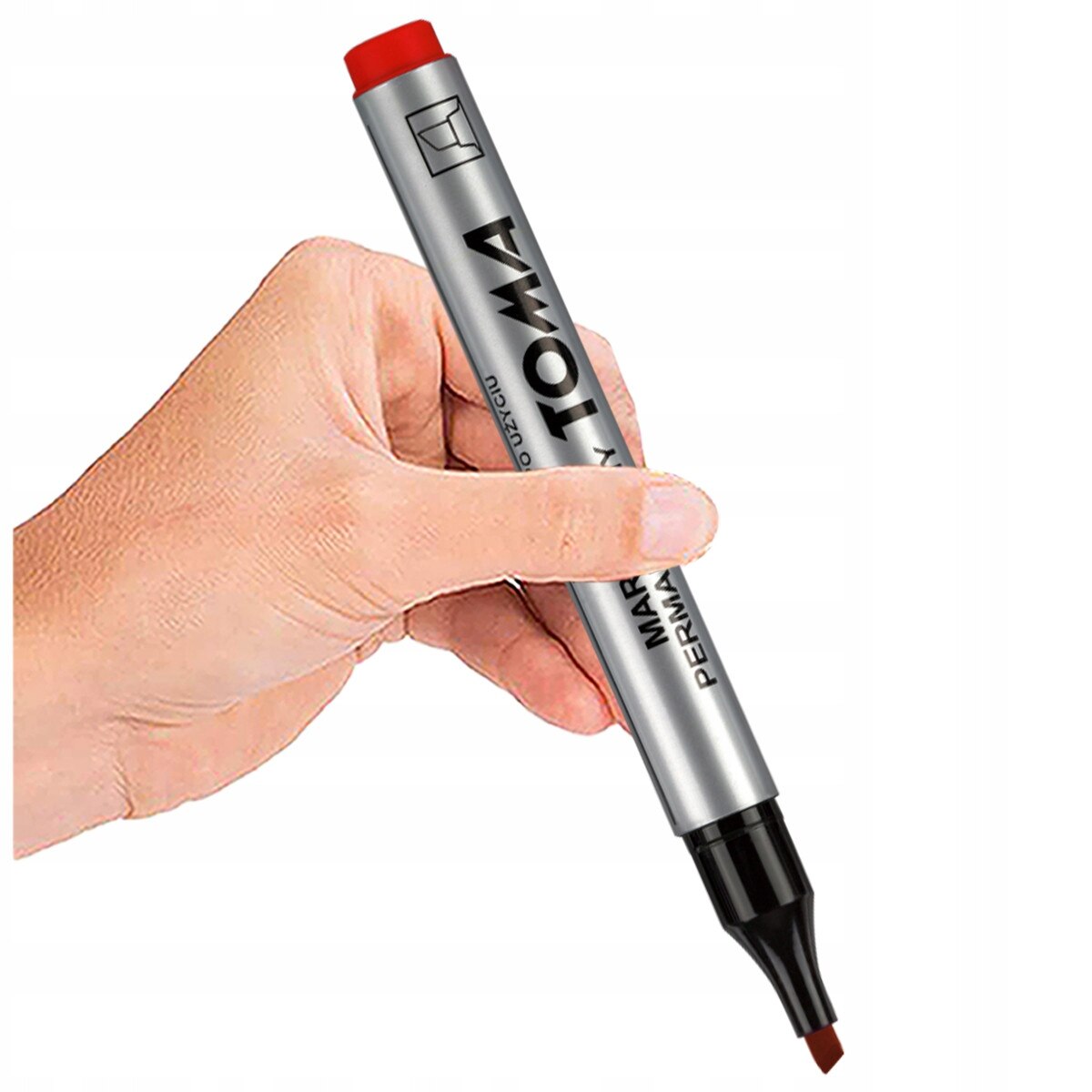 Marker permanent, Toma, Varf oblic, Rosu - eMAG.ro