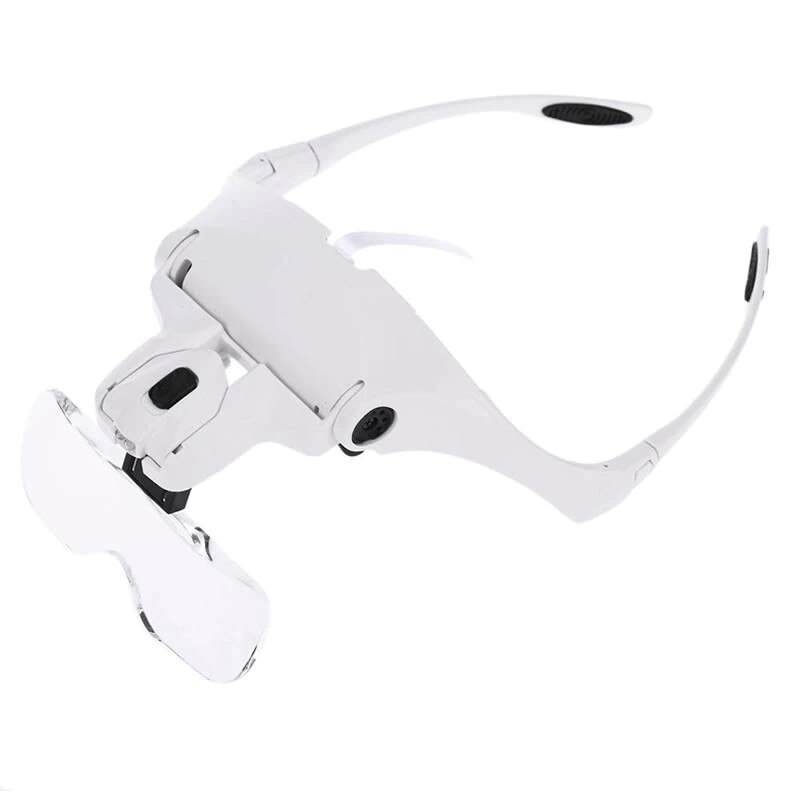 Lupa de cap cu 2 LED-uri, 5 lentile interschimbabile cu mariri de la 1x ...