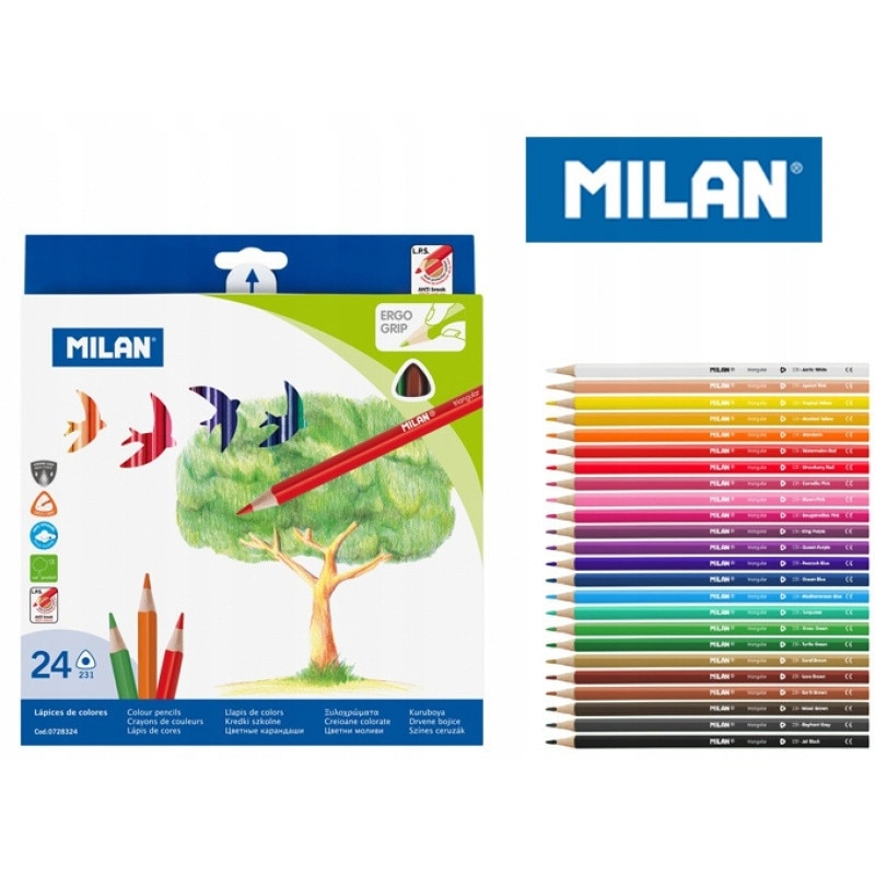 Set 24 creioane colorate Milan, Multicolor - eMAG.ro