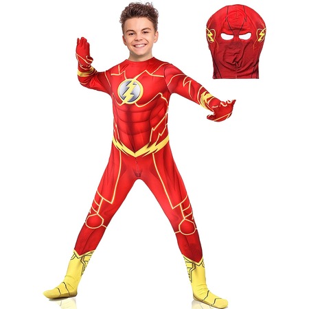 Costum Copii Flash, Marvel, Avengers, Lycra, 11-12 ani, 145-155, Rosu ...
