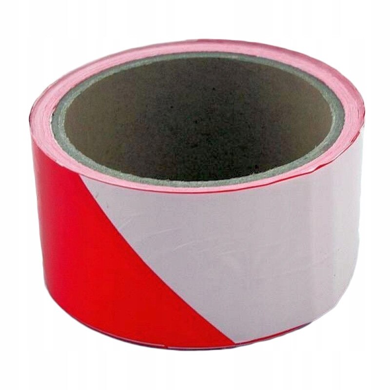 Banda adeziva de avertizare Ama, 48mm, 50m, Rosu/Alb - eMAG.ro