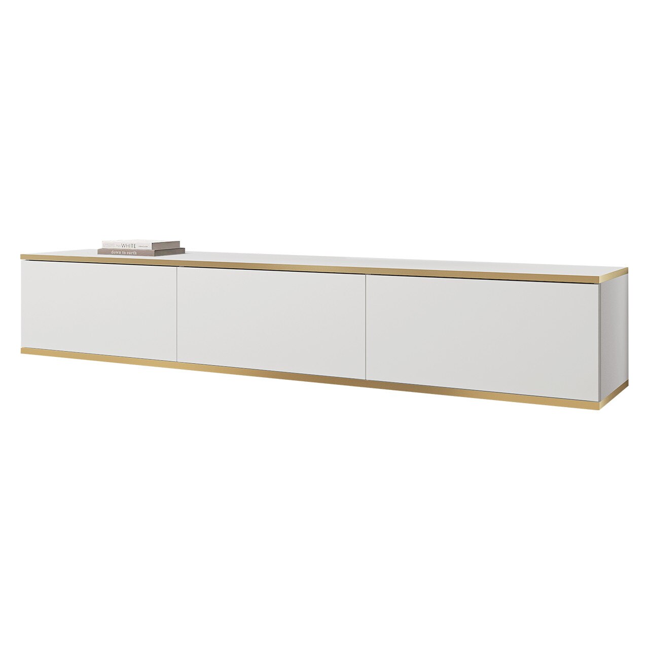 Comoda TV Oanisew I, MIRJAN 24, 175x30x32 cm, alb/auriu - eMAG.ro