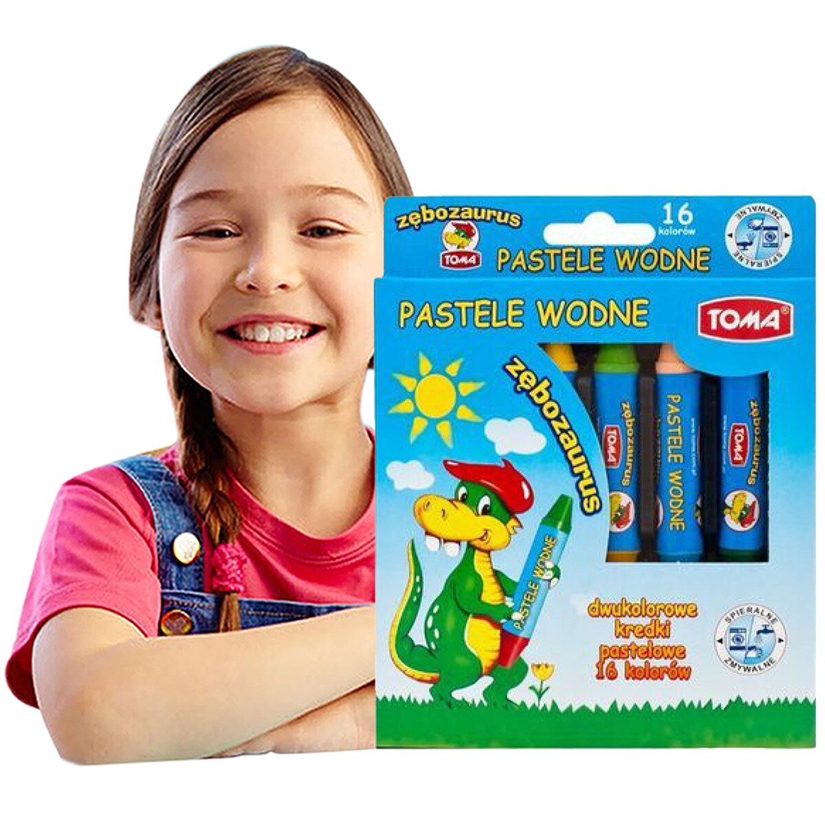 Creioane pastel, Toma, Bicolor, 16 culori - eMAG.ro