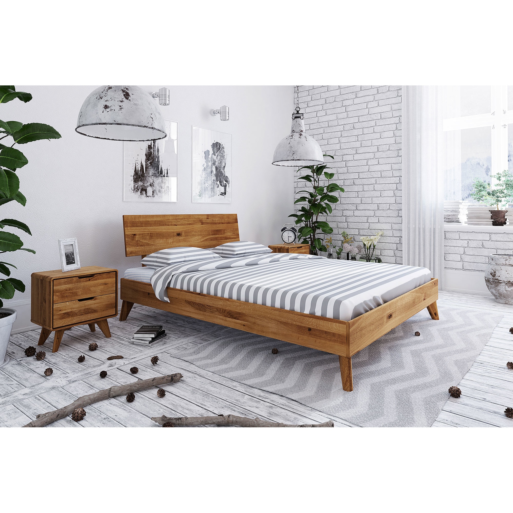 Pat The Beds, Greg 1, 105x218cm, Lemn masiv, Stejar salbatic - eMAG.ro